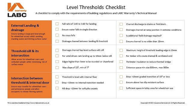 Level Thresholds Checklist - LABC Warranty