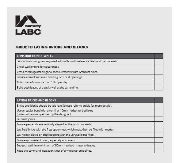 Brick Layers Guide - LABC Warranty